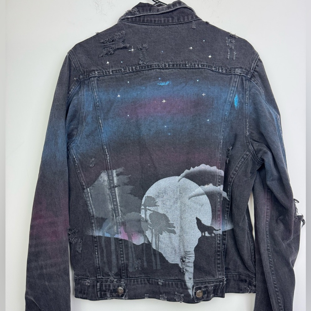 Amiri Airbrush Trucker Jacket in Black Denim Size Lar… - Gem
